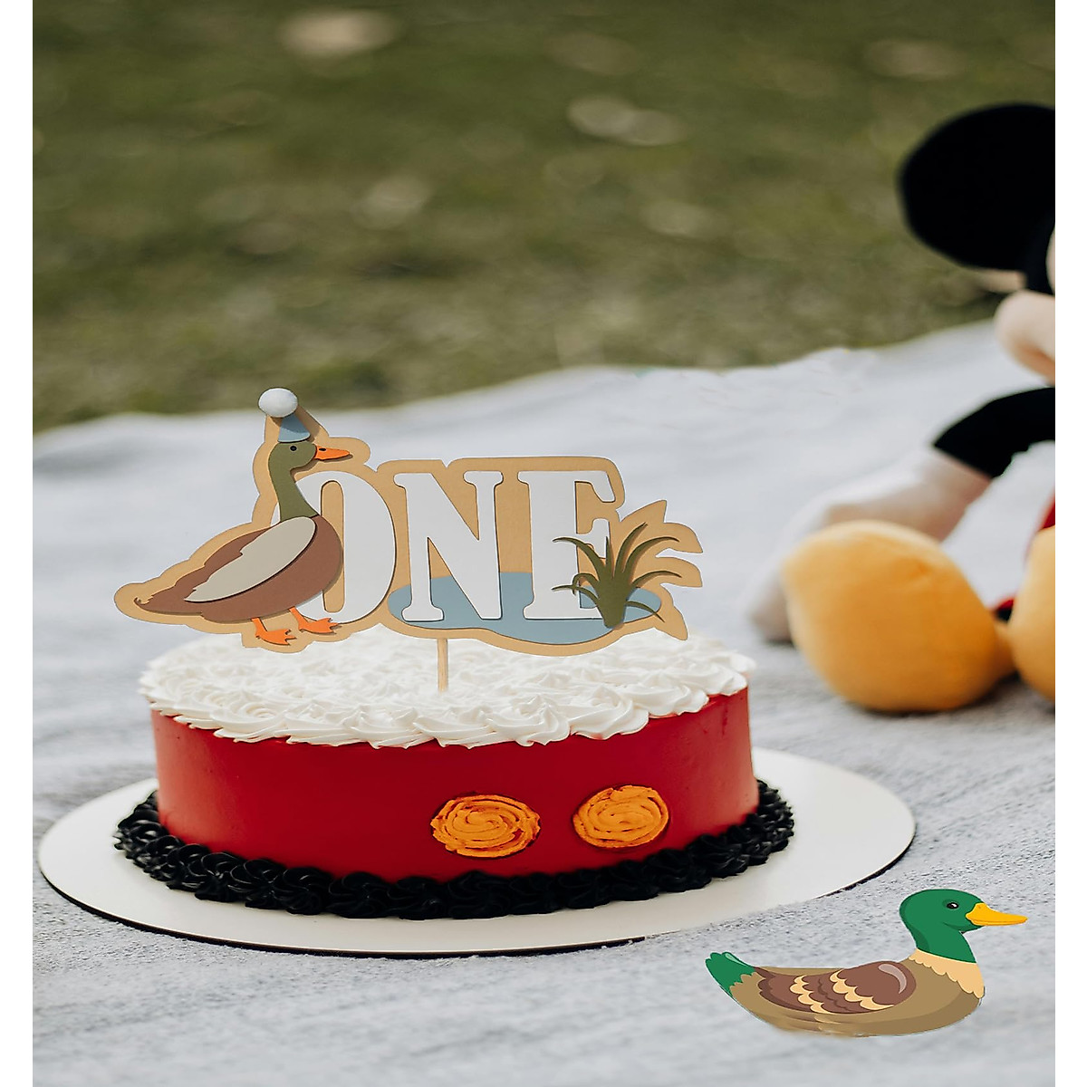 One Lucky Mallard Duck Cake Topper,Mallard 1st Birthday Decoration,Little Duck Hunter Party Decor,Mallard Duck Birthday Party Supplies,Duck Hunting Theme,Lucky Baby Shower Cake Tooper