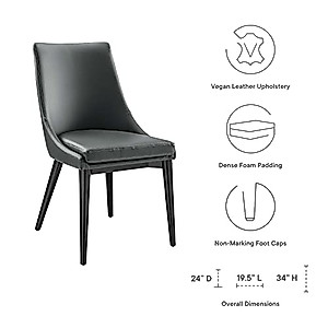 Modway Viscount Vegan Leather Dining Chair Set of 2, Grey