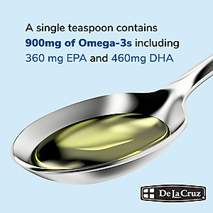 De La Cruz Cod Liver Oil Liquid - Pure Wild-Caught Icelandic Fish Oil 4 FL OZ (118 mL)