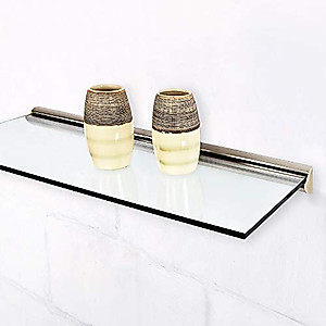 Deco Window Multi Purpose Floating Clear Tempered Glass Shelve 8mm Satin Silver 36"x9"