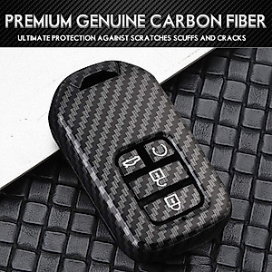 DOHON Carbon Fiber Car Key Fob Cover for Honda Civic Accord CR-V Crider with Key Ring, 1Pack, Black
