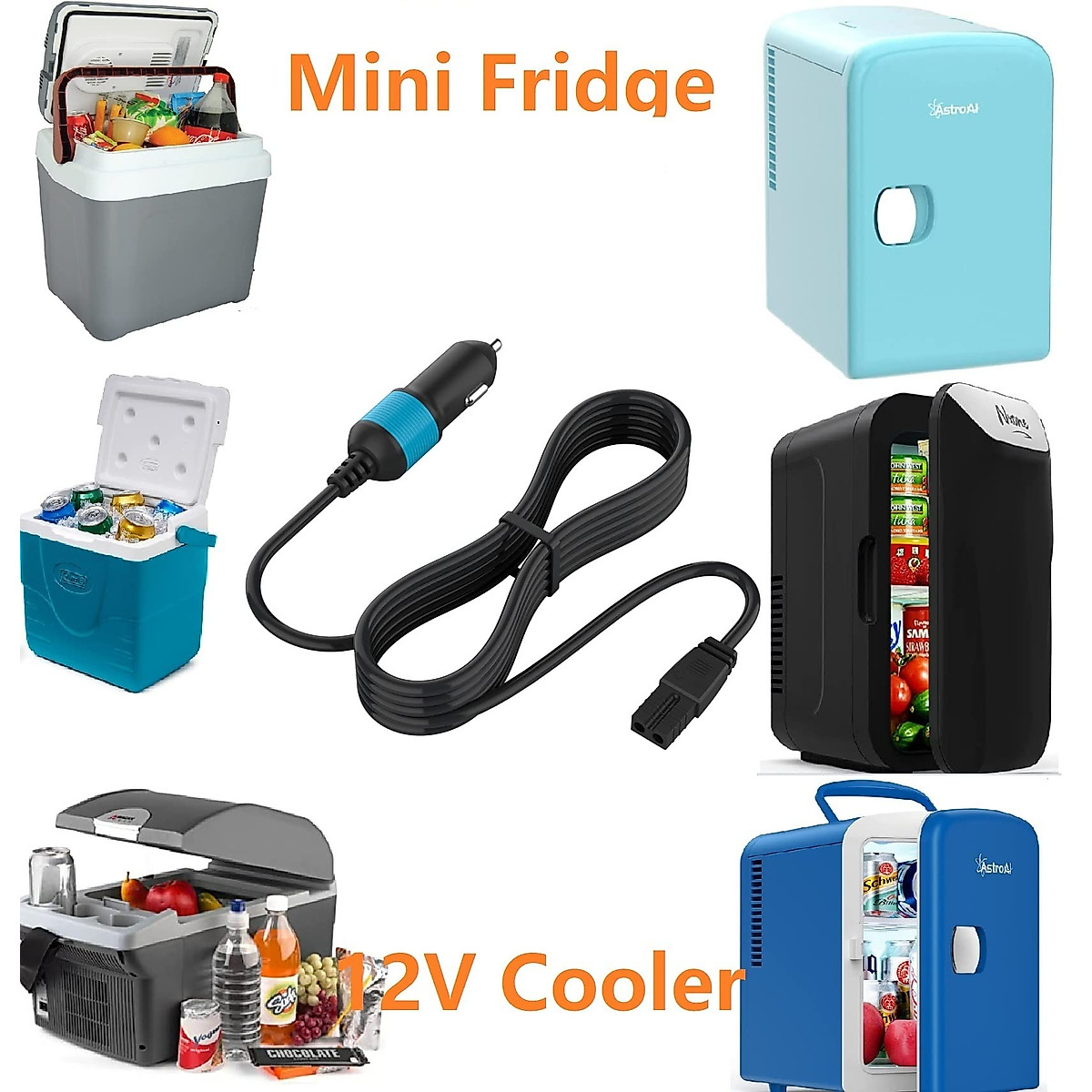 Thermoelectric Cooler DC Power Cable Cord for Car Cooler Cool Box Mini Fridge 12V Cooler Electric Cooler 2 Pin Lead Cable Plug Wire to Mini Fridge for Office