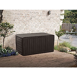 Keter Marvel Plus 71 Gallon Resin Outdoor Box for Patio Furniture Cushion Storage, Brown