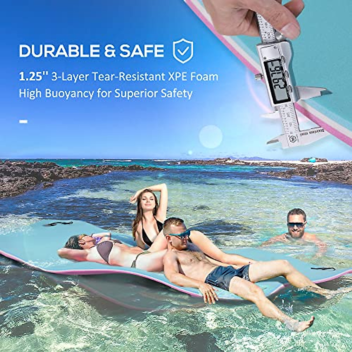 HOMCOM 10' x 5' Floating Mat, 3-Layer Lily Pad Swimming Pool Floating Water Mat, Thick and Durable Water Activities Mat for Lake, Oceans