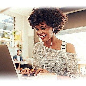 Wired Earbud Headphones with Microphone, Boost+ Premium Earphones Volume Control Slide-Bar with 3.5mm Port for PCs, Tablets, and Cell Phones in The Office, Classroom or Home, White, 5-Pack