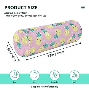 Vnurnrn Pineapple Pink Neck Support Pillow Round Neck Roll Bolster Cylinder Pillow Cervical Pillows Neck Roll Pillow for Leg Knee Back Head Support for Gifts Camp Study Work