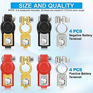 Car Battery Terminal Clamps Connectors Battery Cable Terminal Positive Negative Auto Cable Terminal Top Post with Plastic Cover For Cars, Truck and Van(8 Pieces)
