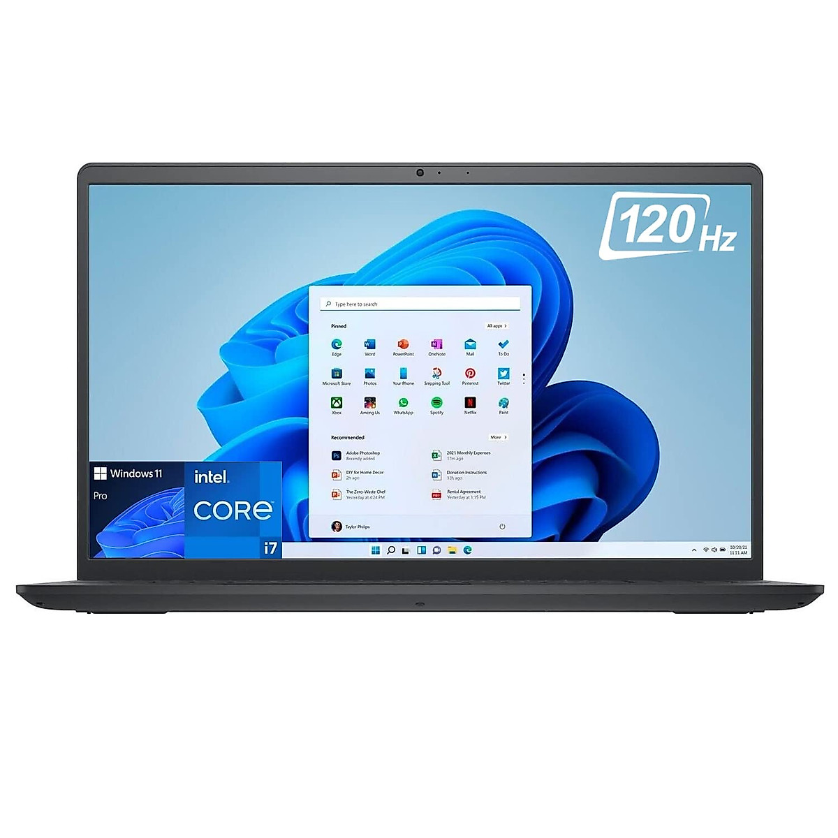 Dell Inspiron 15 3520 Laptop, 15.6" FHD 120Hz Display, 12th Gen Intel 10-Core i7-1255U Up to 4.7 Ghz, 16GB RAM, 512GB PCIe SSD, Backlit Keyboard, Webcam, Wi-Fi 6, HDMI, Win 11 Pro, Carbon Black