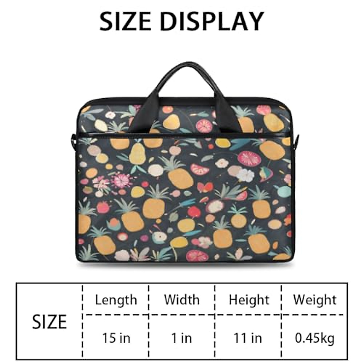 Fruits Pineapple Laptop Computer Bag Waterproof Shoulder Messenger Bag 13-15 inch Durable Laptop Tote Bag with Shoulder Strap Handle Lightweight Crossbody Briefcase