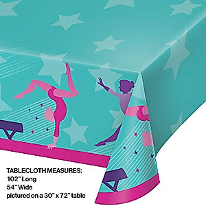 Creative Converting - 346257 Creative Converting Gymnastics Party Paper Tablecloth, 1 ct, Multi-color, 54" x 102"