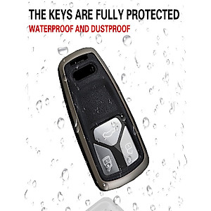 for Audi Key Fob Cover Case Metal Shell Car Smart Keys Protect Keychain Compatible Audi A4 A5 Q7 Q5 TT RS A3 A6 SQ5 SQ7 R8 S5 (P-AODIBqh-Black)