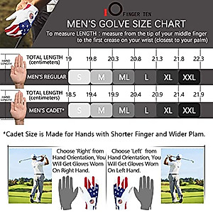 Golf Gloves Men Right Handed Golfer Left Hand with Ball Marker 2 Pack Leather Breathable Comfortable Weathersof Grip Size Small Medium ML Large XL (White&USA Flag, Large(Worn on Left Hand))