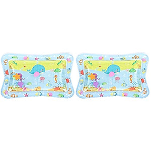 jojofuny ser of 2 Inflatable Tummy Time Water mat Infants Tummy time Toys for Babies 0- 6 Months Tummy time Water mat Water Mat Inflatable