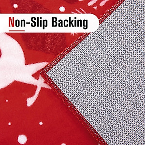 Asrug Christmas Red Rug-2x3 Reindeer Washable Area Rug Entryway Throw Rugs Indoor Doormat Diamond Floor Cover Snowflake Accent Low Pile Small Carpet for Bedroom Living Room Entry Decor