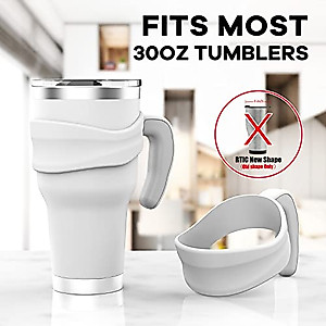 Tumbler Handle Fits for 30 OZ YETI Rambler,Rtic Mug-Previously Design,Sic,OZARK TRAIL & More Tumbler Travel Mug | BPA FREE（Handle Only） (White)