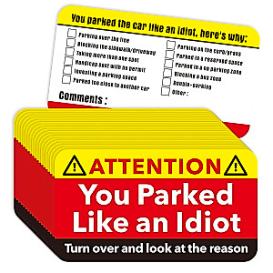 160psc You Parked Like an Idiot Business Cards Bad Parking Cards 3.5"x2" Multi Reasons Violation Stocking Stuffers for Adults
