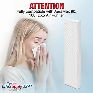 LifeSupplyUSA True HEPA Filter Replacement Compatible with AeraMax 90, 100, DX5 Air Purifier