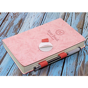 Mini Skater Round Pen Loop Holder for Notebooks Elastic Self Adhesive Leather Stylus Pencil Elastic Loops Holders Attached to Tablet Case Calendars Journals Planners Clipboard, Pack of 5 (Pink)