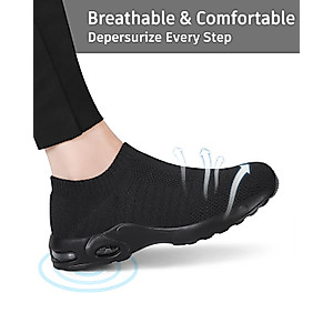 Steel Toe Shoes for Women with Arch Support, Lightweight Comfortable Work Safety Shoes Slip Resistant Indestructible Sneakers, All Black 38.5