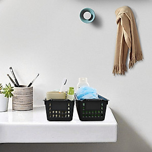 Yarebest Plastic Slim Storag Basket, 6 Packs Small Organizer Basket Bins, Black