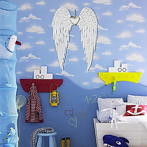 Veclotch Angel Wings Wall Decoration, Antique Hanging Metal Angel with Heart Decorative Angel Wings Wall Sculpture Indoor Outdoor Wall Decor Hanging for Home Bedroom Living Room Garden (1)