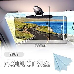 2Pcs Car Visor(Upgraded Version to Block Harmful UV Rays) Adjustable Angle, Anti-Glare 12.6'' x 6'' Safe Driving Car Accessories Sun Visor Extender, Universal for Cars, Trucks, SUVs. (2Pcs)