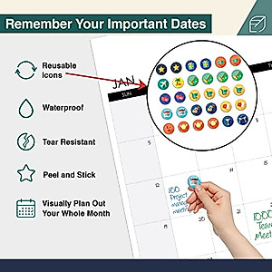 Lushleaf Designs Large Wall Calendar - 48" x 74" Dry Erase Reusable 2023 Whiteboard Calendar