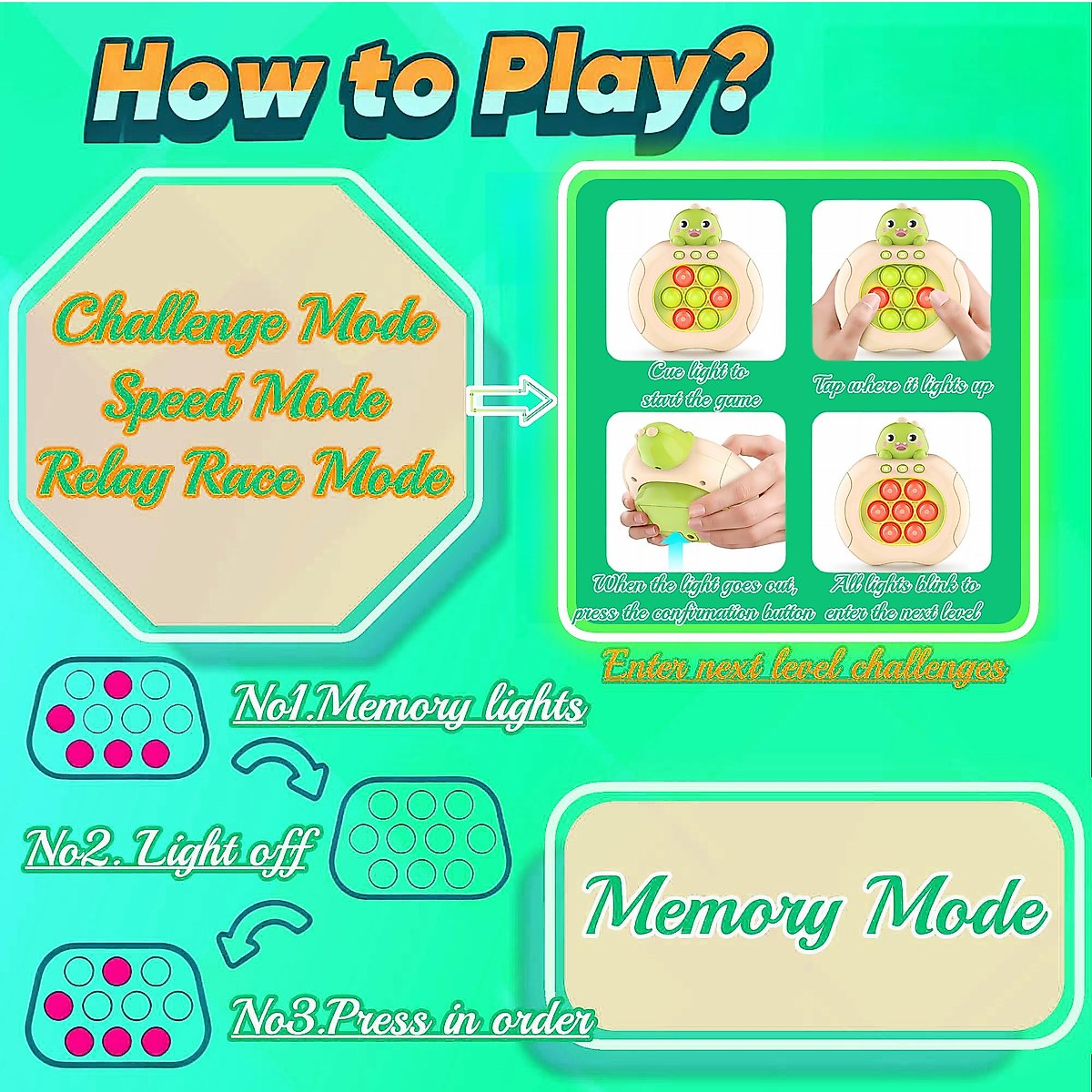 2 Pc New Speed Push Handheld Game Machine-Fidget Console,Quick Push Light Up Pop Game for Adults and Kids,Music Whack A Mole Stress Relief Fidget Toys,Squeeze Poppet Sensory Push Pop Bubble Toy (2 Ct)