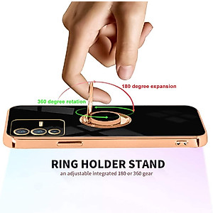 Compatible with vivo V23 Case Silicone Shockproof vivo V23 Phone Cases for Women Anti-Scratch Cute TPU Protective Case with Ring (vivo V23, Black)