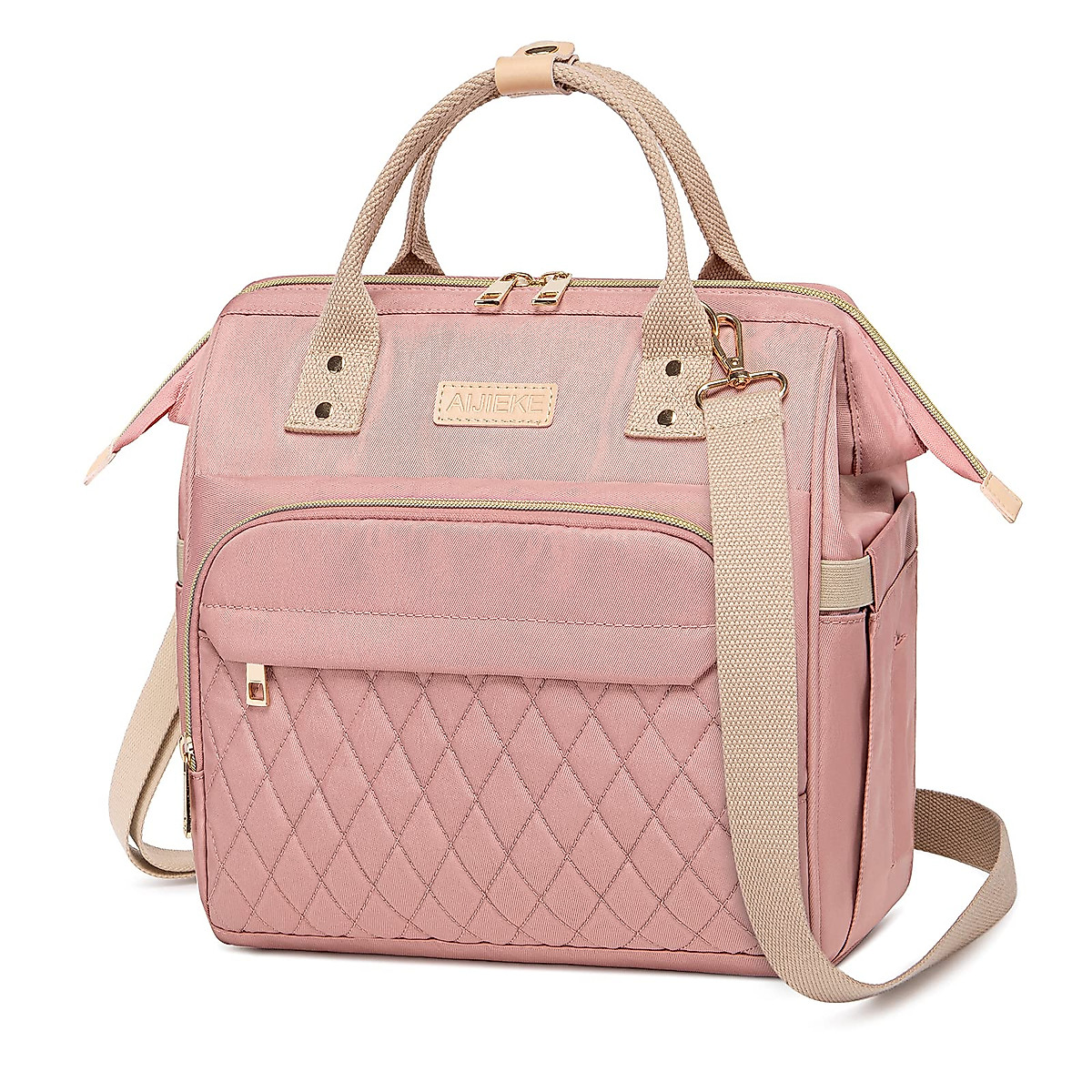 AIJIEKE Lunch Bag For Women, Cute Insulated Lunch Bag, Large Lunch Tote For Work, Leak Proof Lunch Box For Adults, Lunch Purse, Cooler Bag With Side Pockets And Shoulder Strap For Picnic Office(Pink)