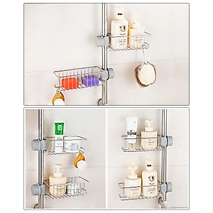 QIHS Shower Rack, Paw Feet Tub Accessories (No Shower Rod), 304 Stainless Steel 2 Tier Adjustable Basket, Bathroom Shower Rod Storage Organizer for Bathroom Shampoo Storage, AM-079-1