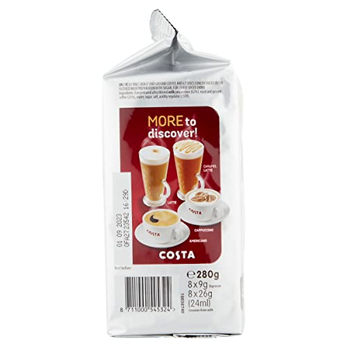 TASSIMO Costa Cappuccino 16 discs, 8 servings (Pack of 5, Total 80 discs, 40 servings)