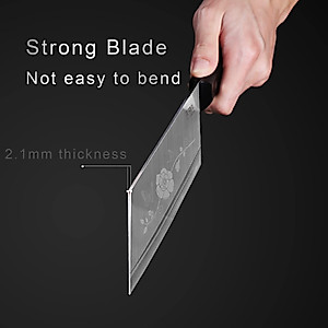 Meat Cleaver Knife 7.2 Inch, Ultra Sharp Chinese Chef's Knives, Full-tang Chopping Knife, 30Cr13 Steel Blade Thickness 2 mm, TJ SEGA Series TC17068