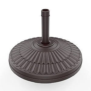 wikiwiki Round Base Umbrella Weighted Base Patio Market Umbrella Weights, Water & Sand Filled Free Standing HDPE Round Weight Base (80 Lbs, Dark Brown)