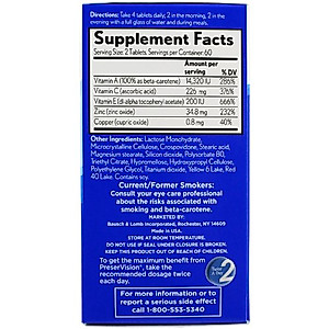 PreserVision AREDS Eye Vitamin & Mineral Supplement, Contains Vitamin C, A, E, Zinc & Copper, 120 Tablets (Pack of 2) (Packaging May Vary)