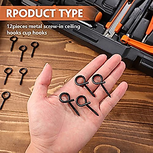 Hanger Christmas Lights Hanger Hooks Screw-in Outdoor Wiring, Easy Release Open Loop with Safety Buckle Design (Black,12 Pieces)