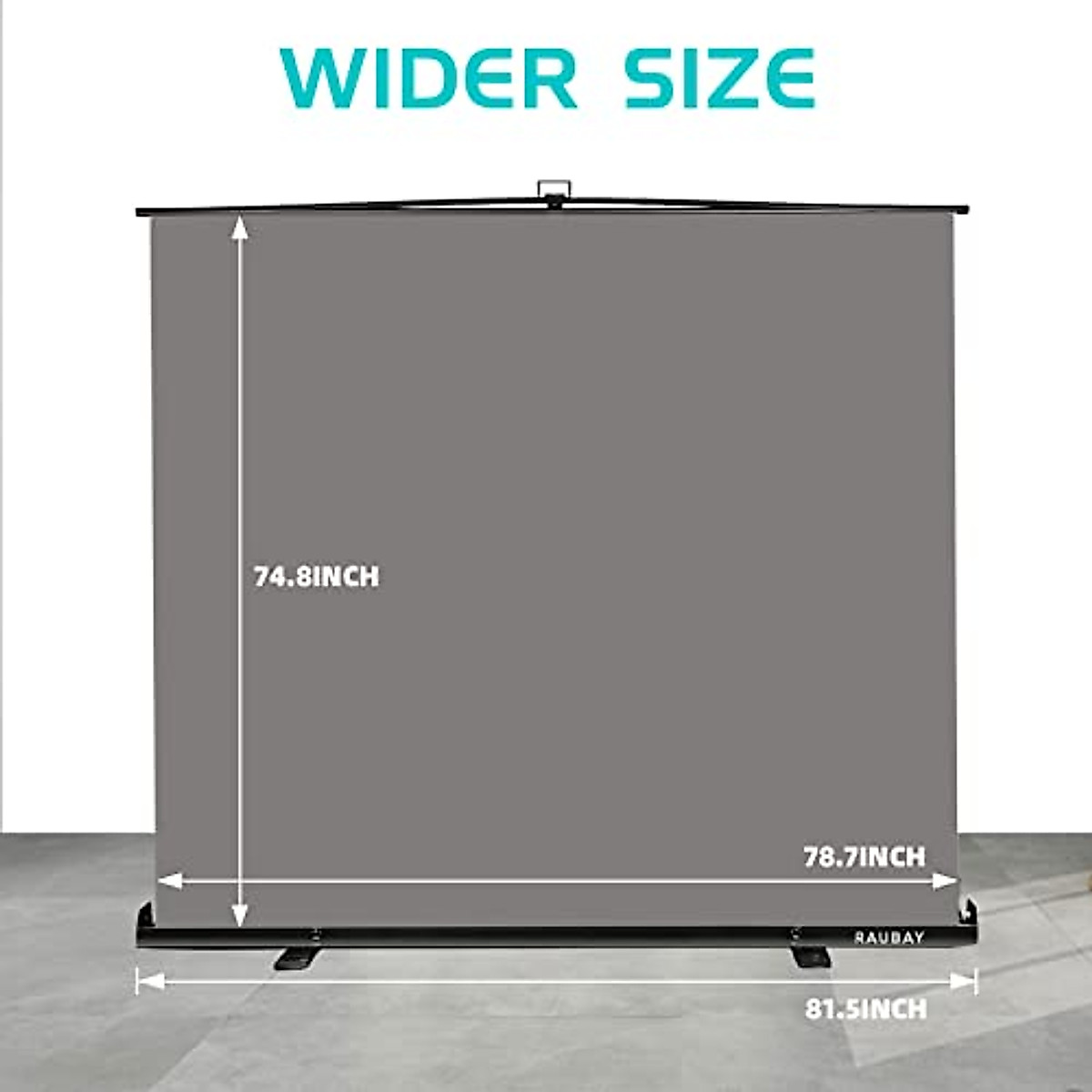【Retractable Screen】 RAUBAY 78.7in x 74.8in Large Collapsible Grey Backdrop Portable Retractable Panel Photo Gray Background with Stand for Video Conference, Photographic Studio, Streaming
