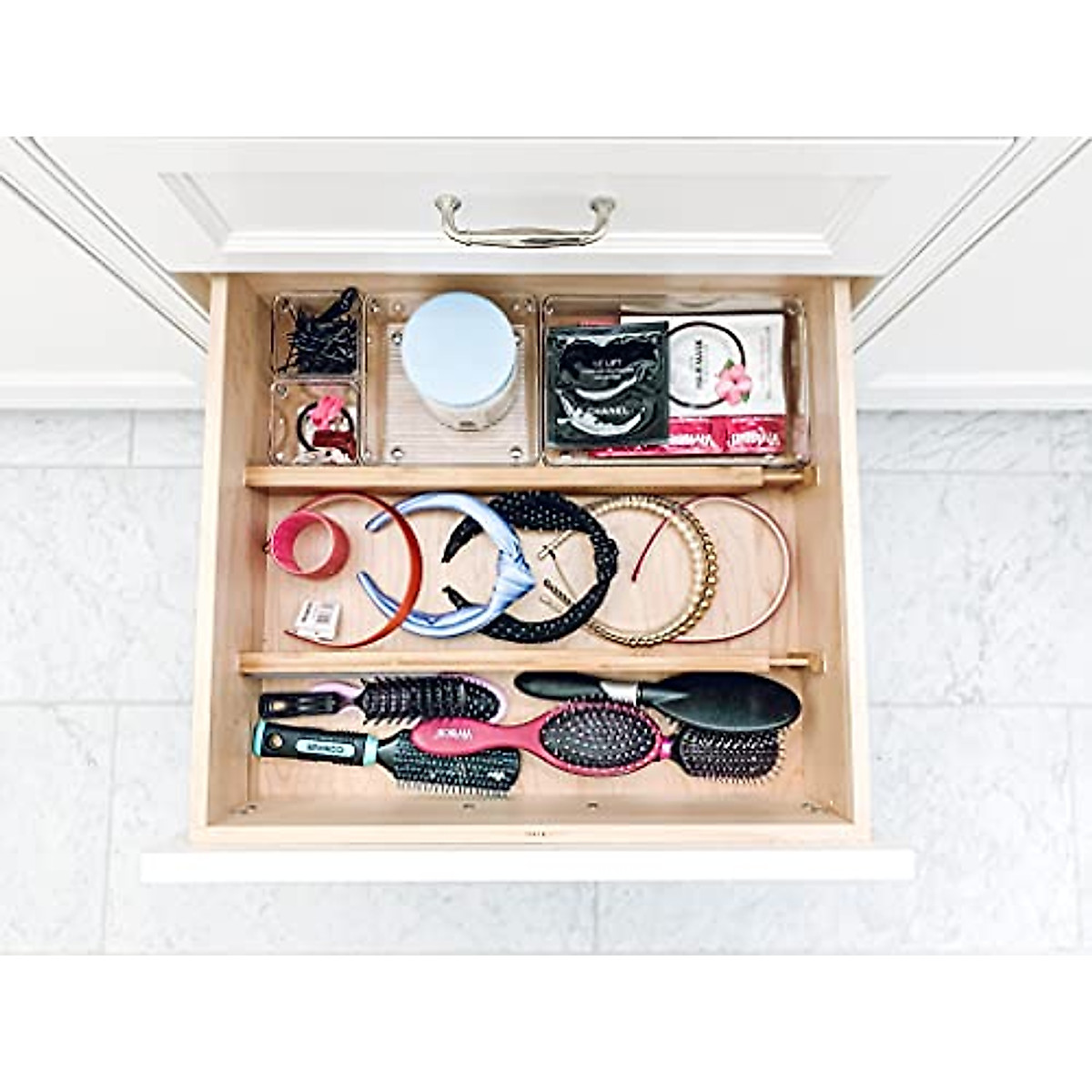 Lipper International 8897 Bamboo Wood Custom Fit Adjustable Deep Kitchen Drawer Dividers, Set of 2