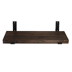 CONSDAN StoneCreek Floating Shelves, Solid Paulownia Wood, Burnt Wood Light Weight, Wall Shelves for Bedroom, Bathroom, Living Room, Kitchen, 24x7.5x1.5 in