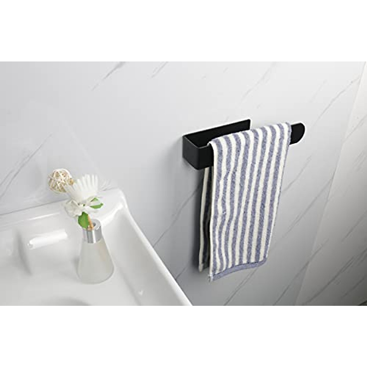 TocTen Hand Towel Bar/Towel Ring, No Drilling Stick on Wall Hand Towel Holder, SUS 304 Stainless Steel Hand Towel Rod, Strong Self Adhesive Hand Towel Hanger/Rack for Bathroom Kitchen
