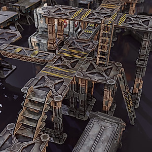 TinkerTurf Sci-Fi Terrain: Industrial Starter Set, Neutral Theme, Sturdy, Affordable, Great-Looking Full-Color Terrain, Quick and Easy to Assemble, Virtually Limitless Setups