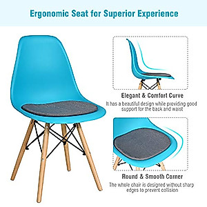 Giantex Dining DSW Chairs with Linen Cushion, Modern Mid Century Shell Chairs w/Wood Legs, Removable Fabric Upholstered Seat, Armless Side Chairs for Dining Room Living Room Kitchen (2, Blue)