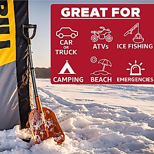 Crescent Moon Compact Collapsible Shovel: Lightweight Portable Shovel for Camping, Emergencies, Cars, Backcountry Adventures, ATVs & Snowmobiles – Essential Small Emergency Avalanche Shovel