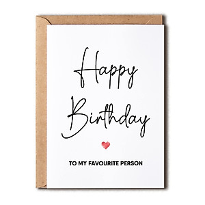 OystersPearl Happy Birthday To My Favourite Person - Birthday Card - Romantic Birthday Card - Valentine Card - Birthday Card - I Love You Card