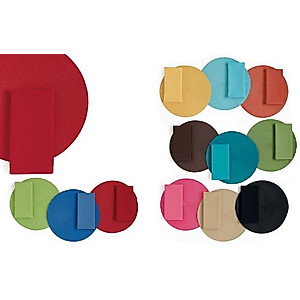 DII Classic Woven Tabletop Collection, Indoor/Outdoor Placemat Set, Round, 15" Diameter, Tango Red, 6 Piece