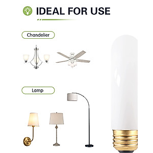 40W Equivalent Milky T10 LED Bulb, Deep Frosted Dimmable T30 Invisible Filament Edison Light Bulb, Soft Warm 2700K, 4 Watt E26 Standard Base Tubular LED Bulbs for Chandelier Piano Cabinet Lamp, 3 Pack