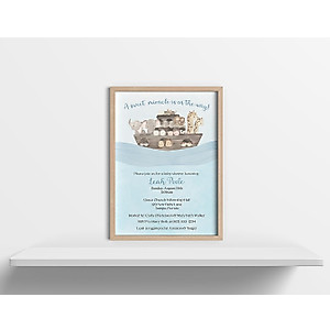 Noahs Ark Baby Shower Invitations Customizable Religious Invites Gender Neutral Boy Girl (12 Count)