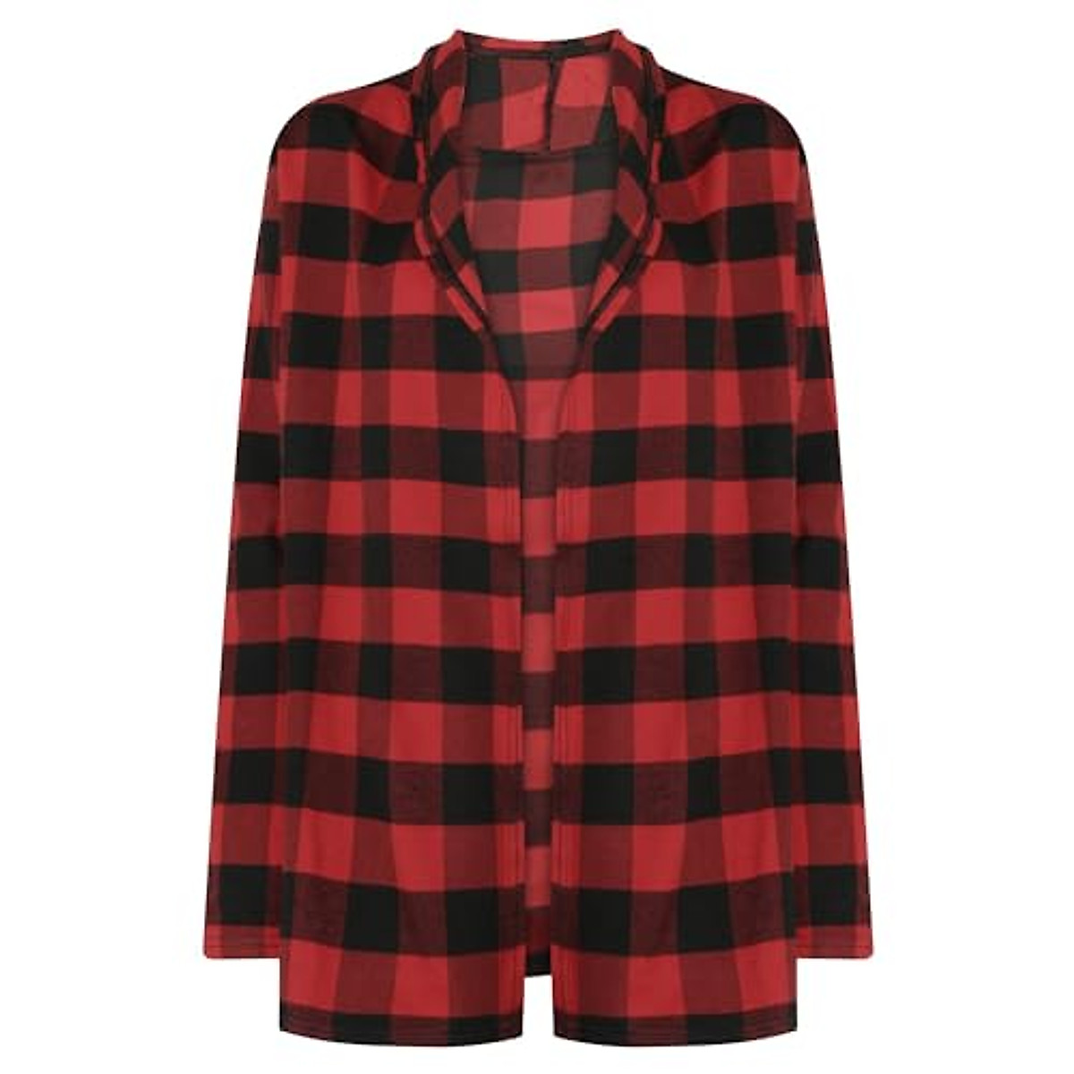 BAXLIMEK Cardigan For Women,2023 Fall Fashion Clothes Trendy Plaid Print Long Sleeve Shirts Outerwear,Dressy Casual Loose Open Front Lightweight Coats Plus Size Going Out Tops(B-Red,L)