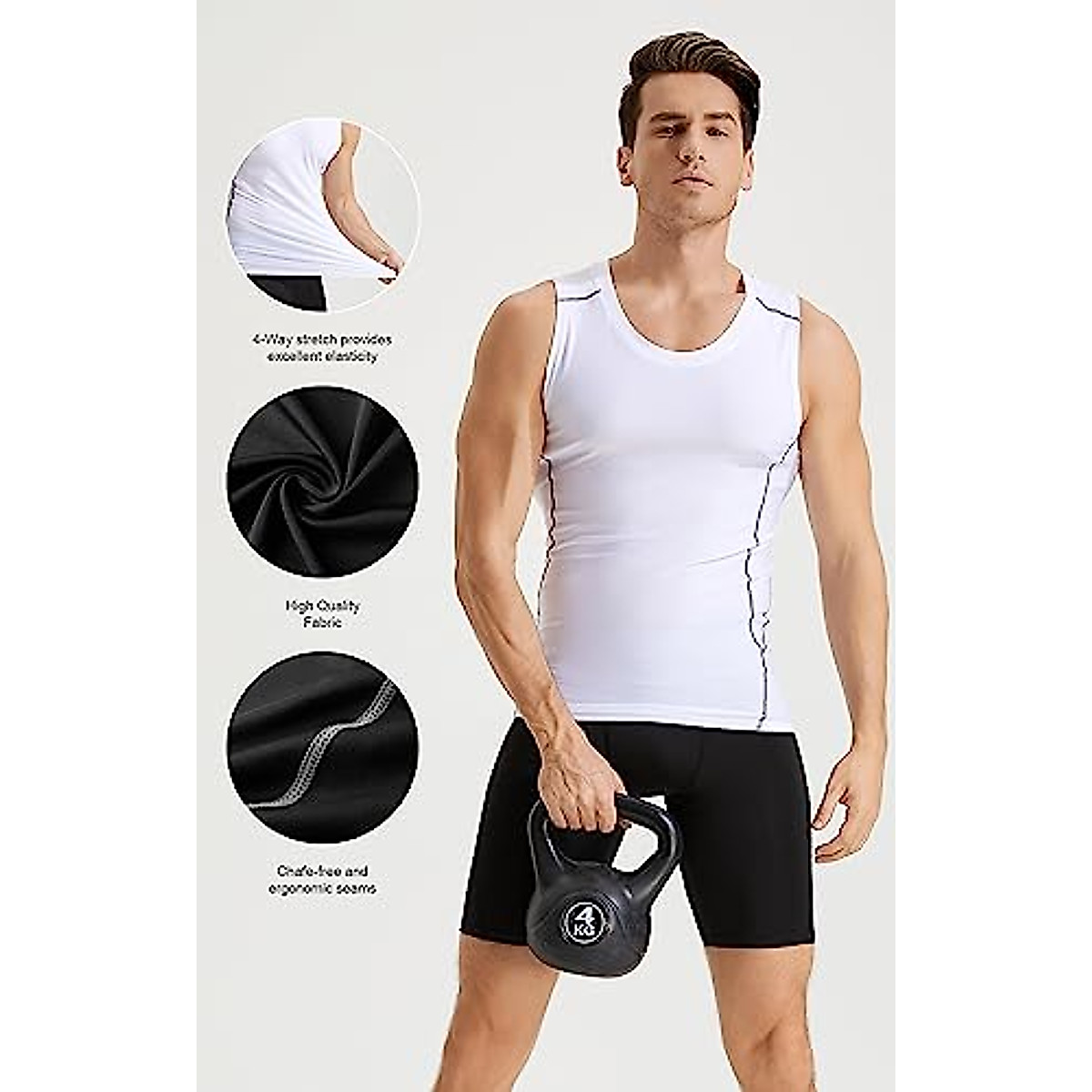Roxdme 5 Pack Men's Athletic Compression Shirts Sleeveless Tank Top Running Basketball Workout Base Layer