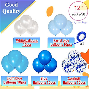 Royal Blue Latex Balloons 12 Inch Blue Confetti balloon pearl White balloons Royal Light Blue Party Balloons Kit for Birthday Party Decoration Supplies.50pcs…